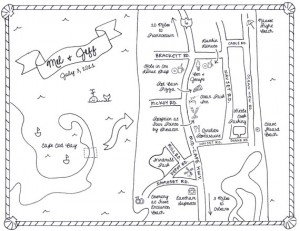 Calligraphic Maps Add Flair to Your Wedding